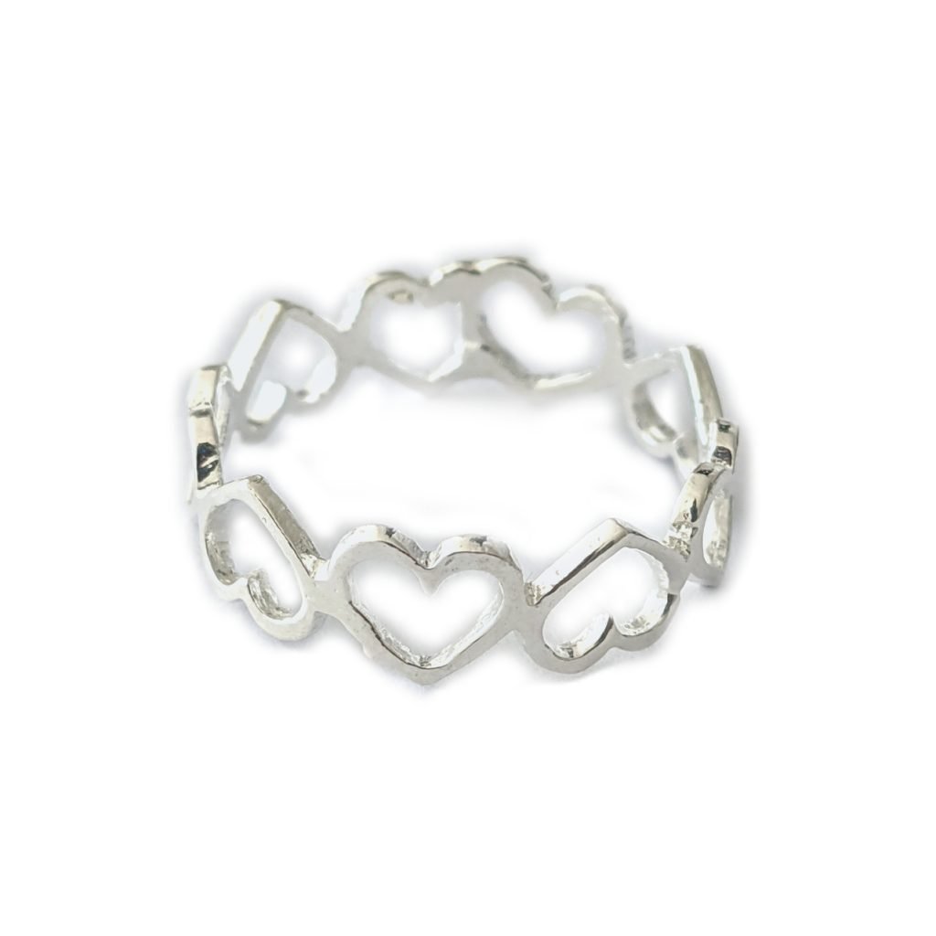 Anillo De Plata 925 Corazones Calados - Joyas GABENA