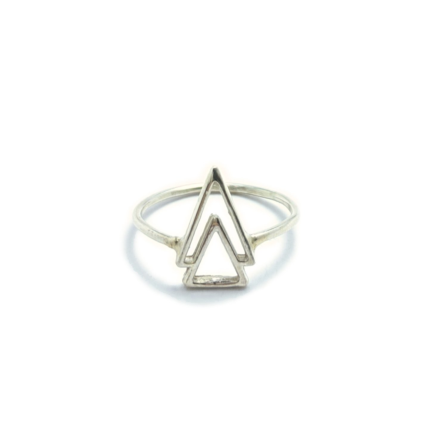 Anillo Doble Triangulo Plata 925 - Joyas GABENA - Cuotas sin intrés
