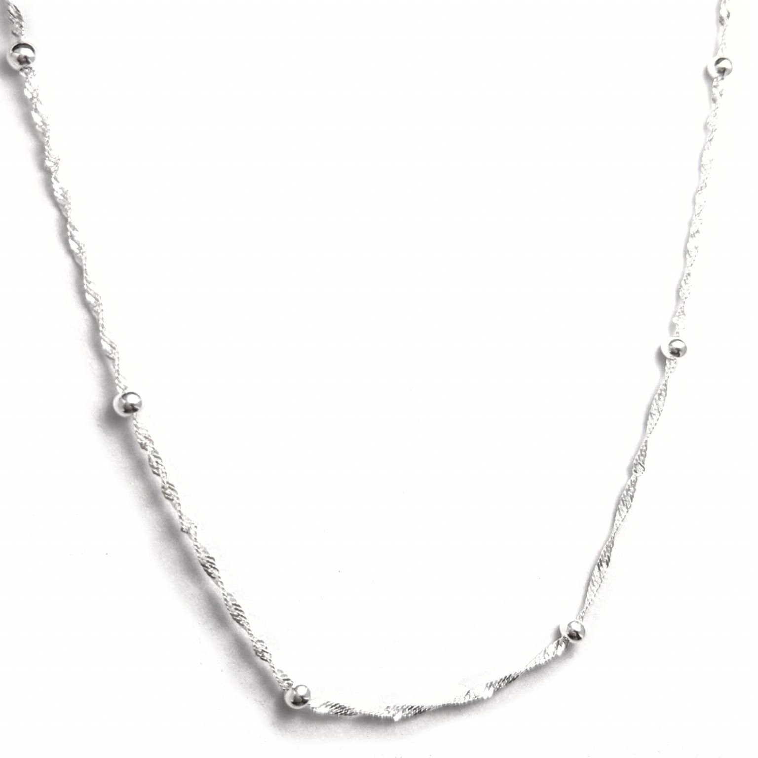 Cadena Singapur con Bolitas 40cm Plata 925 - Joyas GABENA