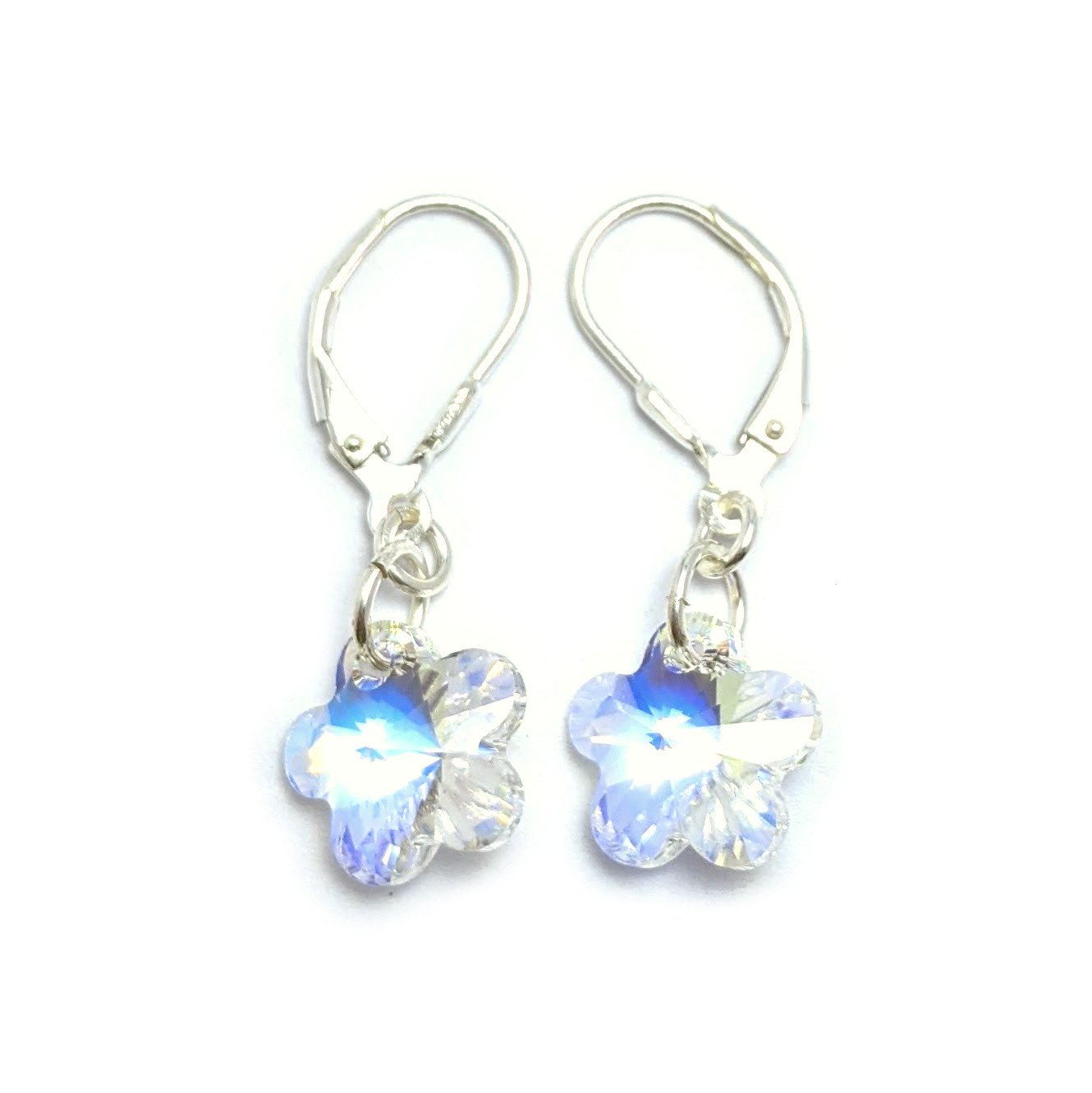 Aros Cristal Swarovski Flor 12mm Plata 925 - Joyas GABENA