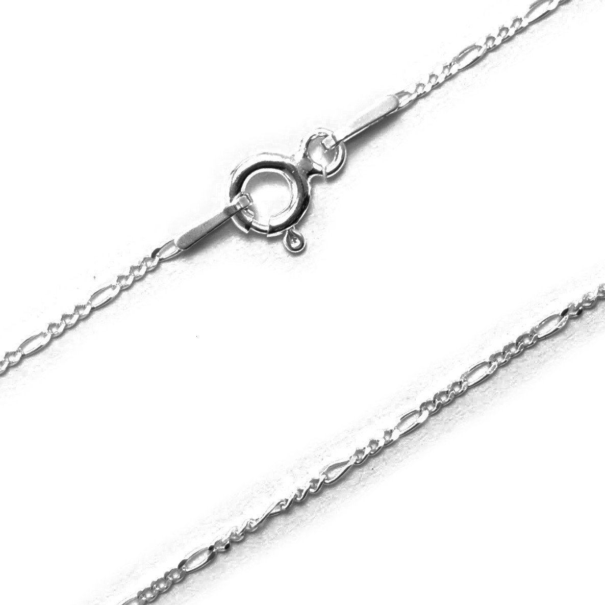 Cadena Figaro 1mm 50cm Plata 925 - Joyas GABENA
