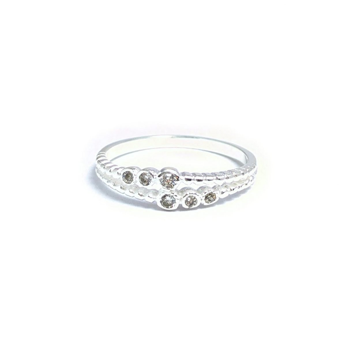 Anillo Doble Con Cristales - Plata 925 - Joyas GABENA