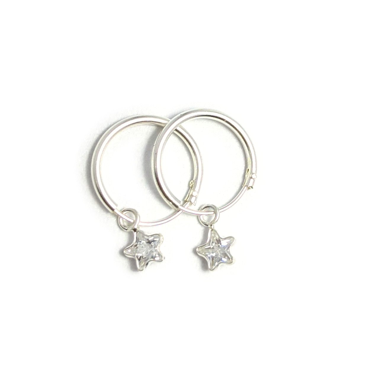 Aros Argolla Estrella Cristal Plata 925 - Joyas GABENA