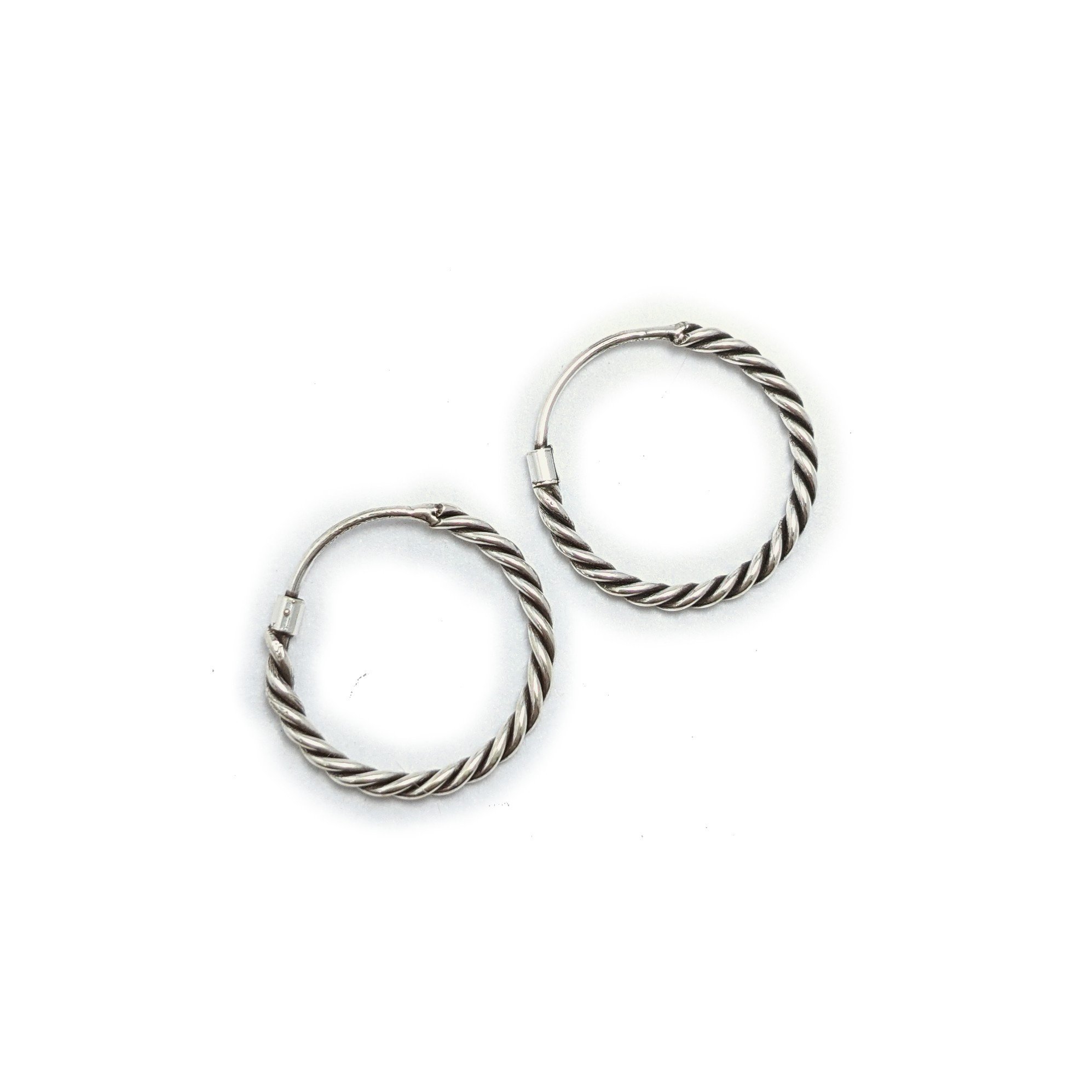Aros Argolla Bali Cuerda 15mm Plata 925 - Joyas GABENA