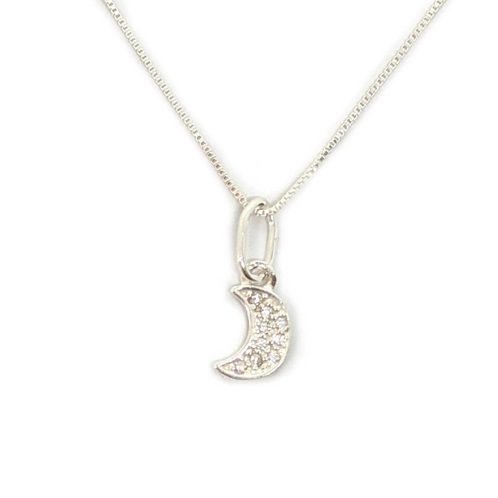 Collar Luna Con Cristales Mircopave Plata 925 - Joyas GABENA