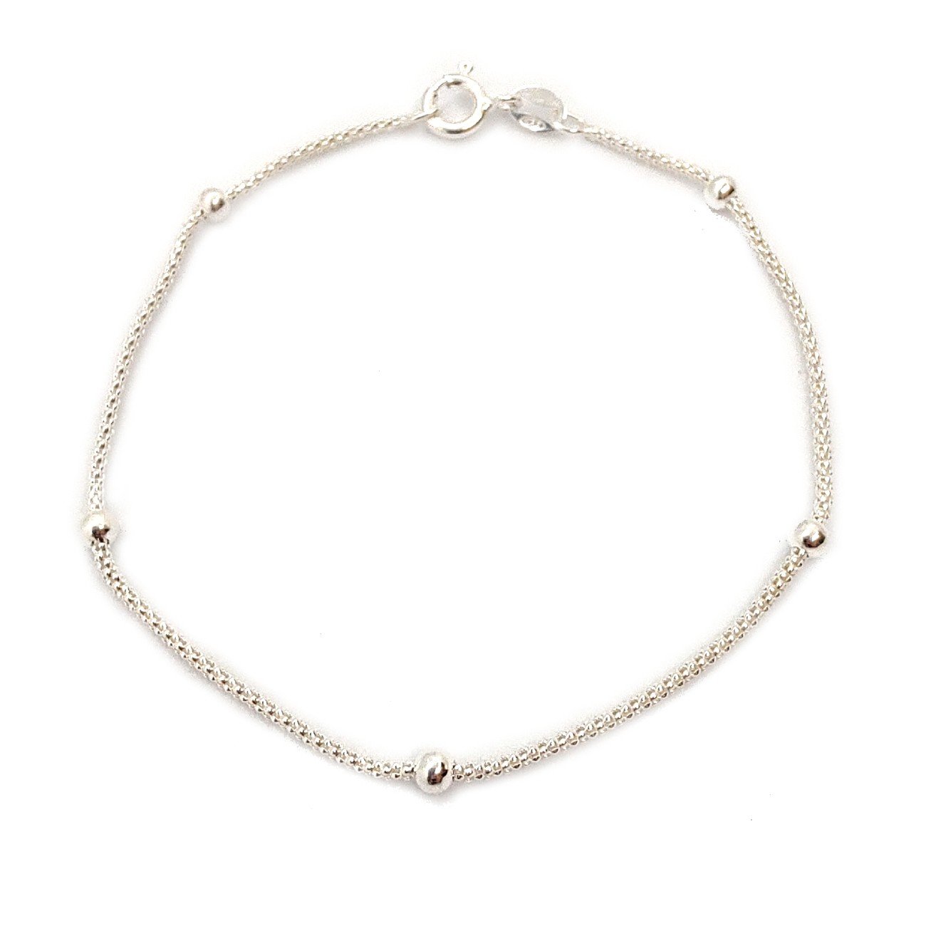 Pulsera Coreana Con Bolitas Plata 925 - Joyas GABENA
