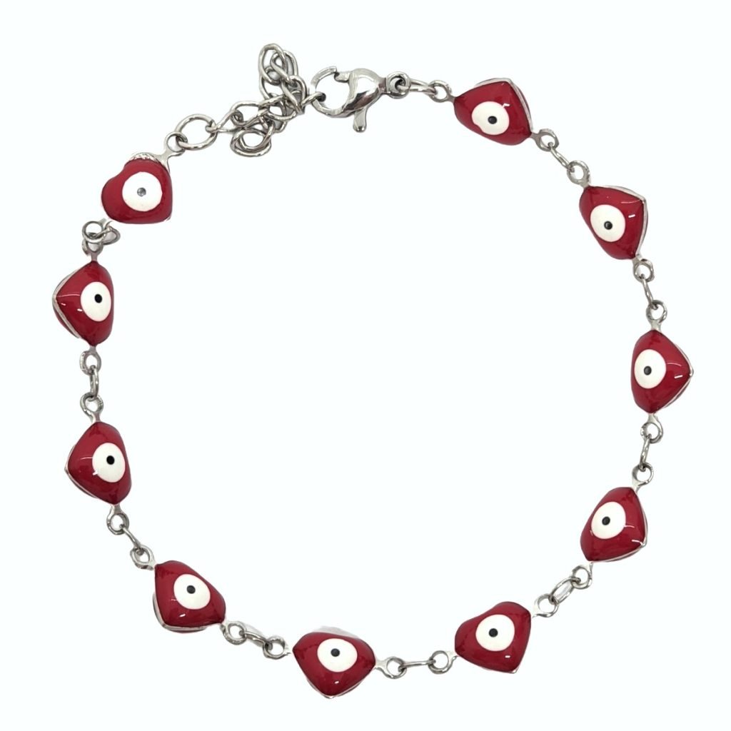 Pulsera Ojo Turco Corazón Extensible Acero - Joyas GABENA