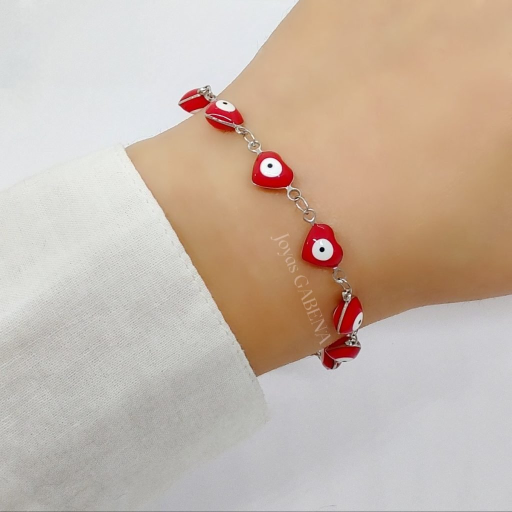 Pulsera Ojo Turco Corazón Extensible Acero - Joyas GABENA