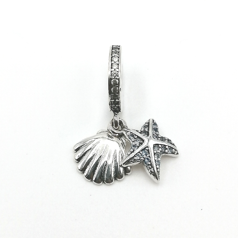 Dije Charm Estrella Y Concha De Mar Plata 925 - Joyas GABENA