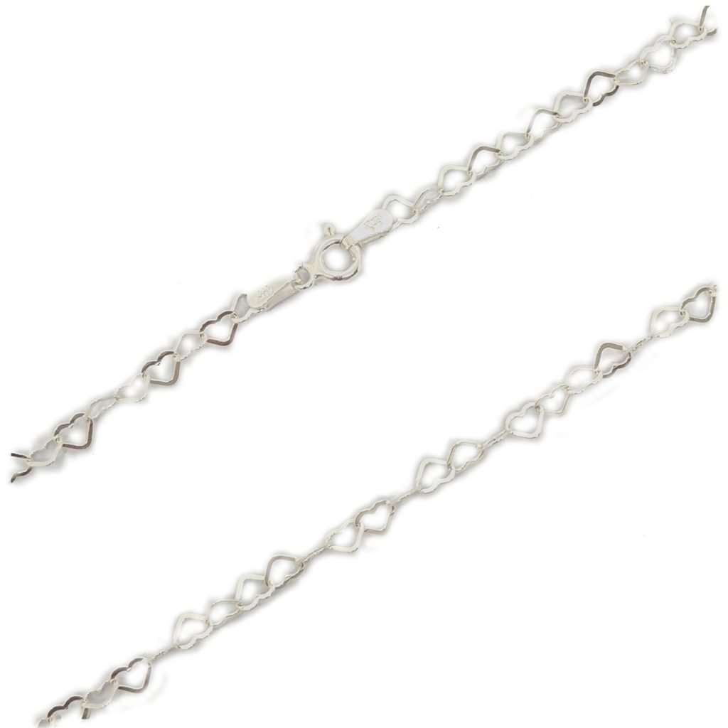 Cadena Corazones Enlazados Plata 925 - Joyas GABENA