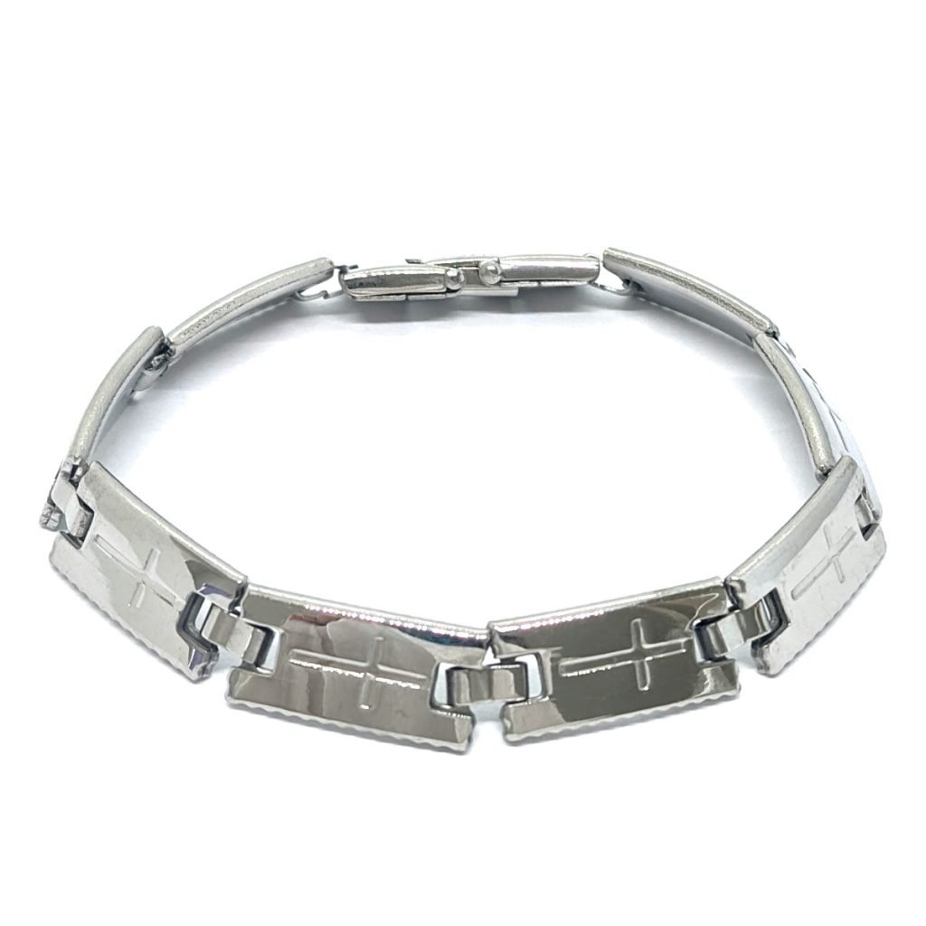Pulsera Malla Cruces Acero Quirúrgico - Joyas GABENA