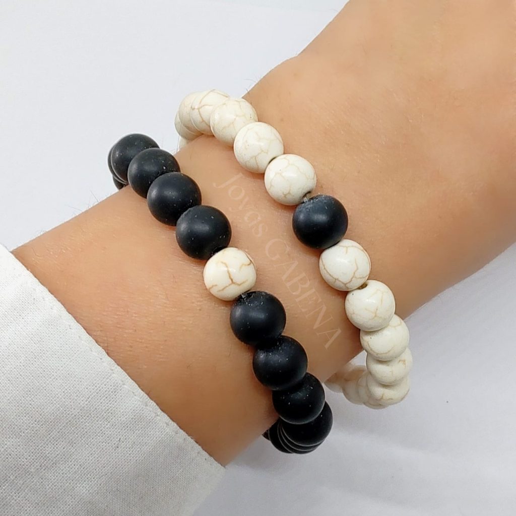 Pulsera Piedras Naturales Pareja Amistad Elástica - Joyas GABENA