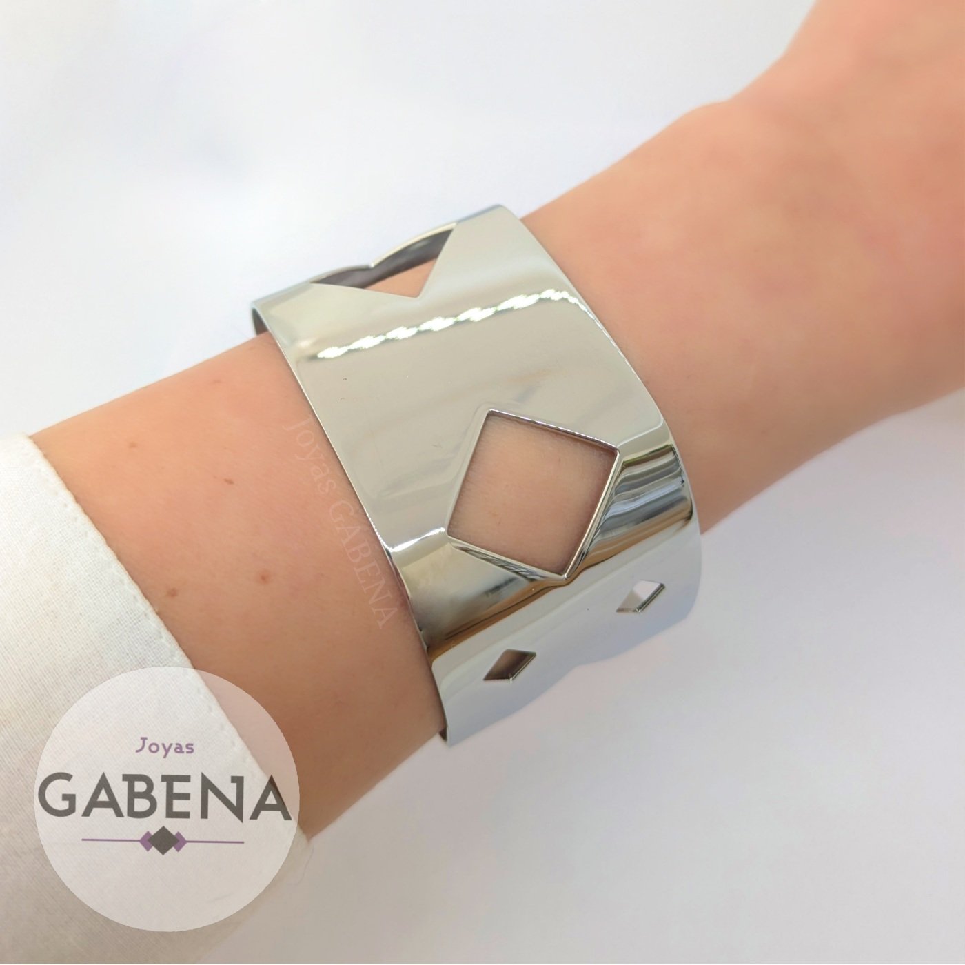 Pulsera Esclava Rombos Acero Quirúrgico - Joyas GABENA