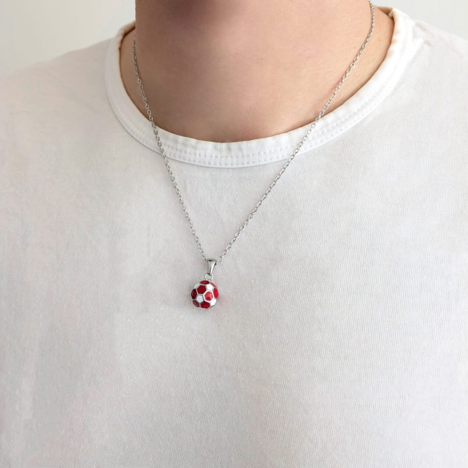 Collar Pelota De Futbol River Acero Quirúrgico - Joyas GABENA